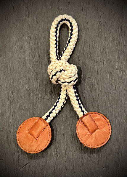 RTH ROPE RUMORS CINCHER - NATURAL & NAVY W/COGNAC